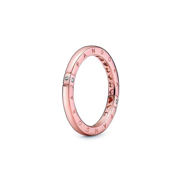 Pandora | Jewelry | Pandora Signature 4k Rose Gold Plated Cz Logo Ring ...